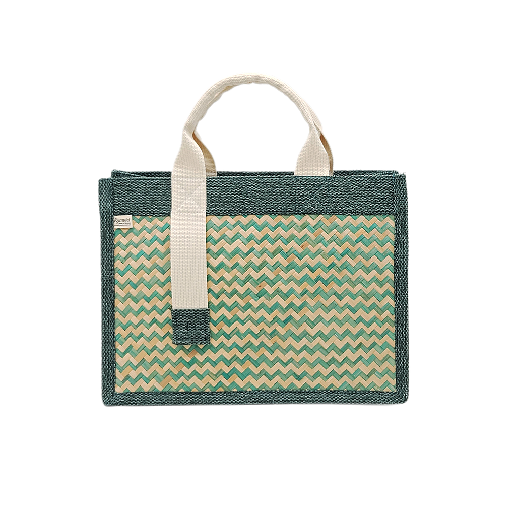 Túi Cói Màu Xanh Khắc Tên Riêng Craft | Enketnoi